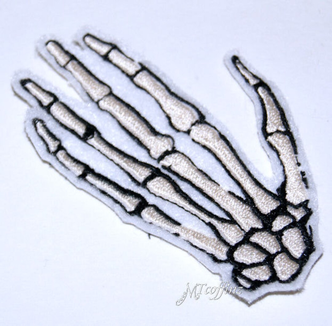 Spooky Skeleton Hand Bones Iron on Embroidery Patch Mtcoffinz - Etsy