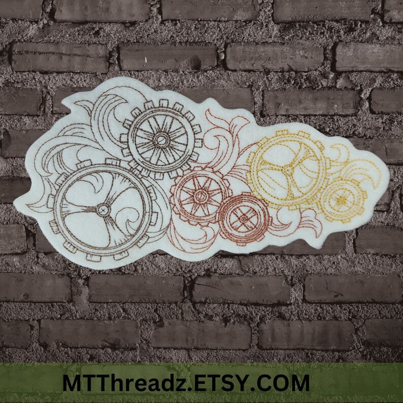 Steampunk Gears Patch Embroidered Copper Gears Iron on Patch Mirror ...