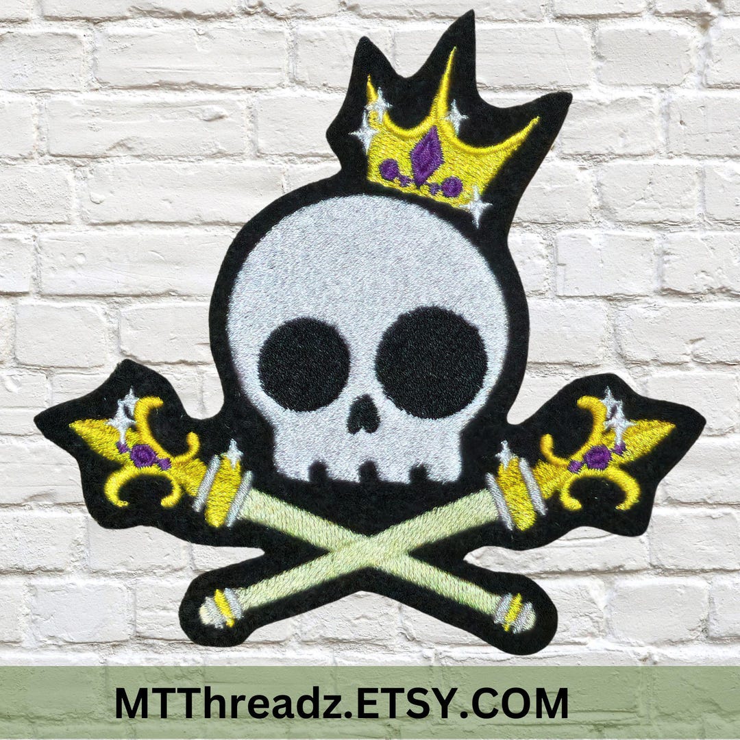 Royal King Skull Crossbones Skull Crown Patch Royalty Queen Skull Iron ...