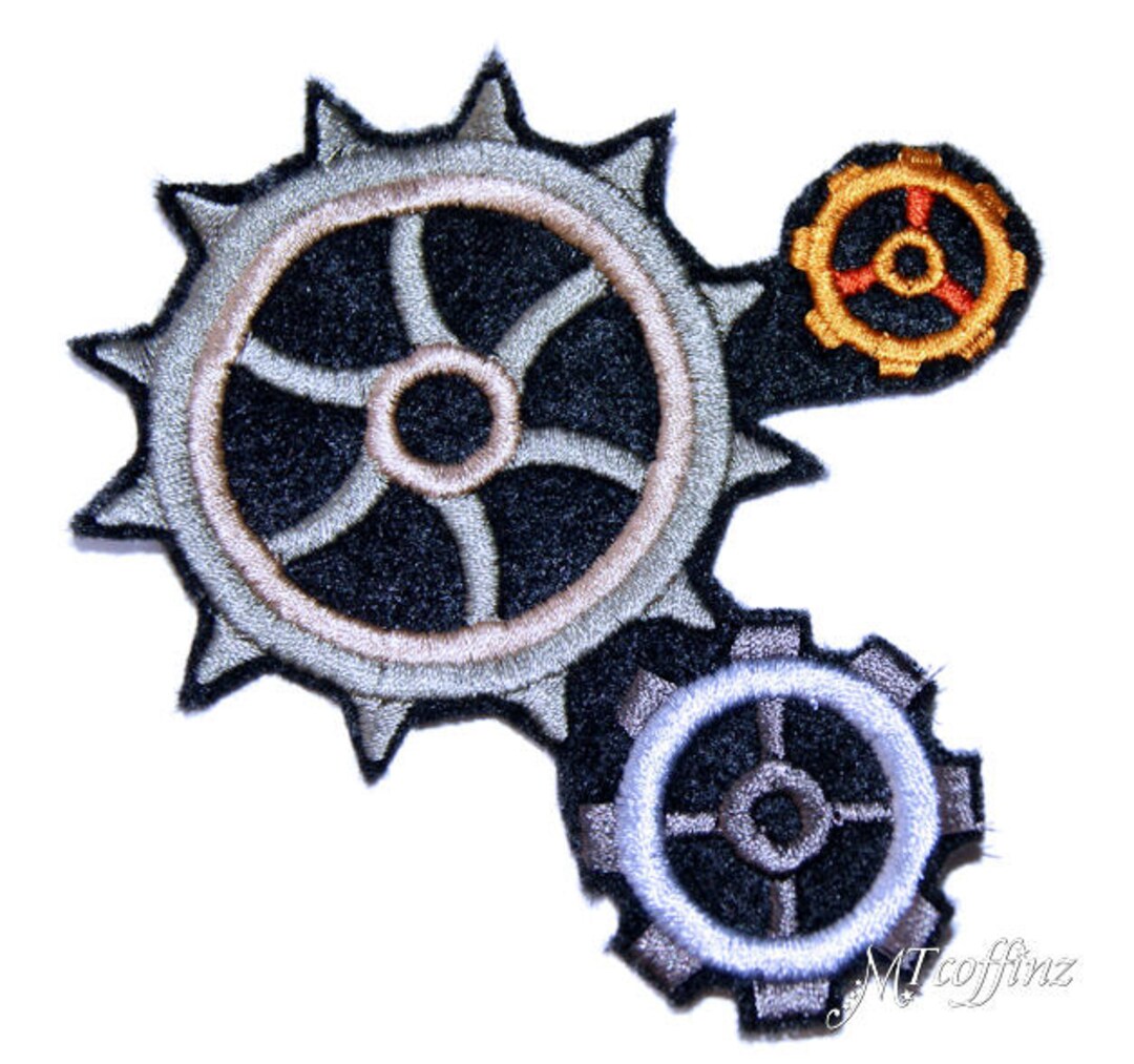 Triple Metallic Steampunk Gears Iron on Embroidery Patch Mtcoffinz - Etsy