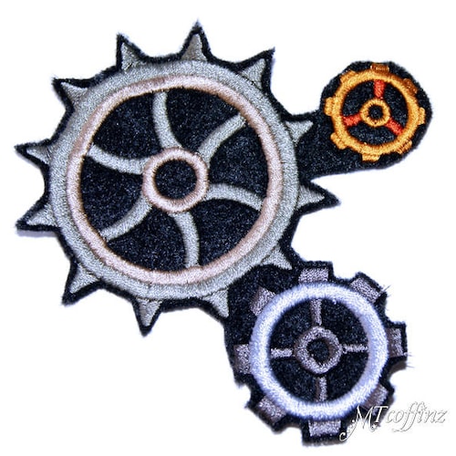 Steampunk Compass Gears Iron on Embroidery Patch Mtcoffinz - Etsy