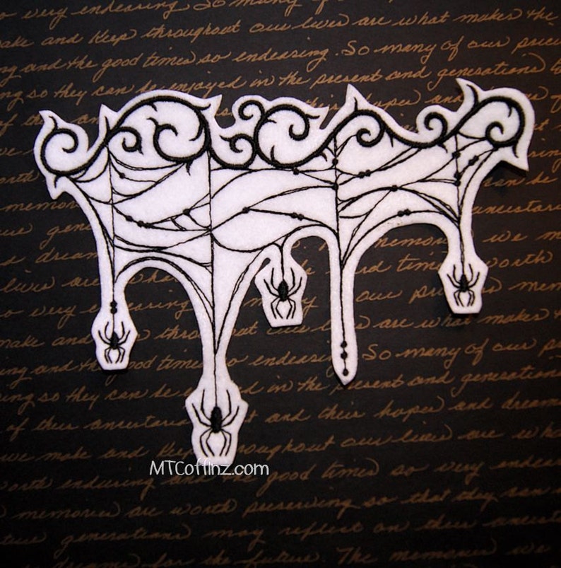 Gothic Filigree Scroll With Spiders Black White Iron on - Etsy