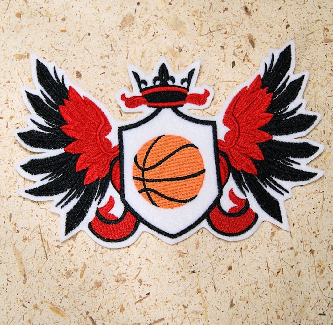 Basketball Sports Crest Crown Wings- Iron on Embroidery Patch Mtcoffinz ...