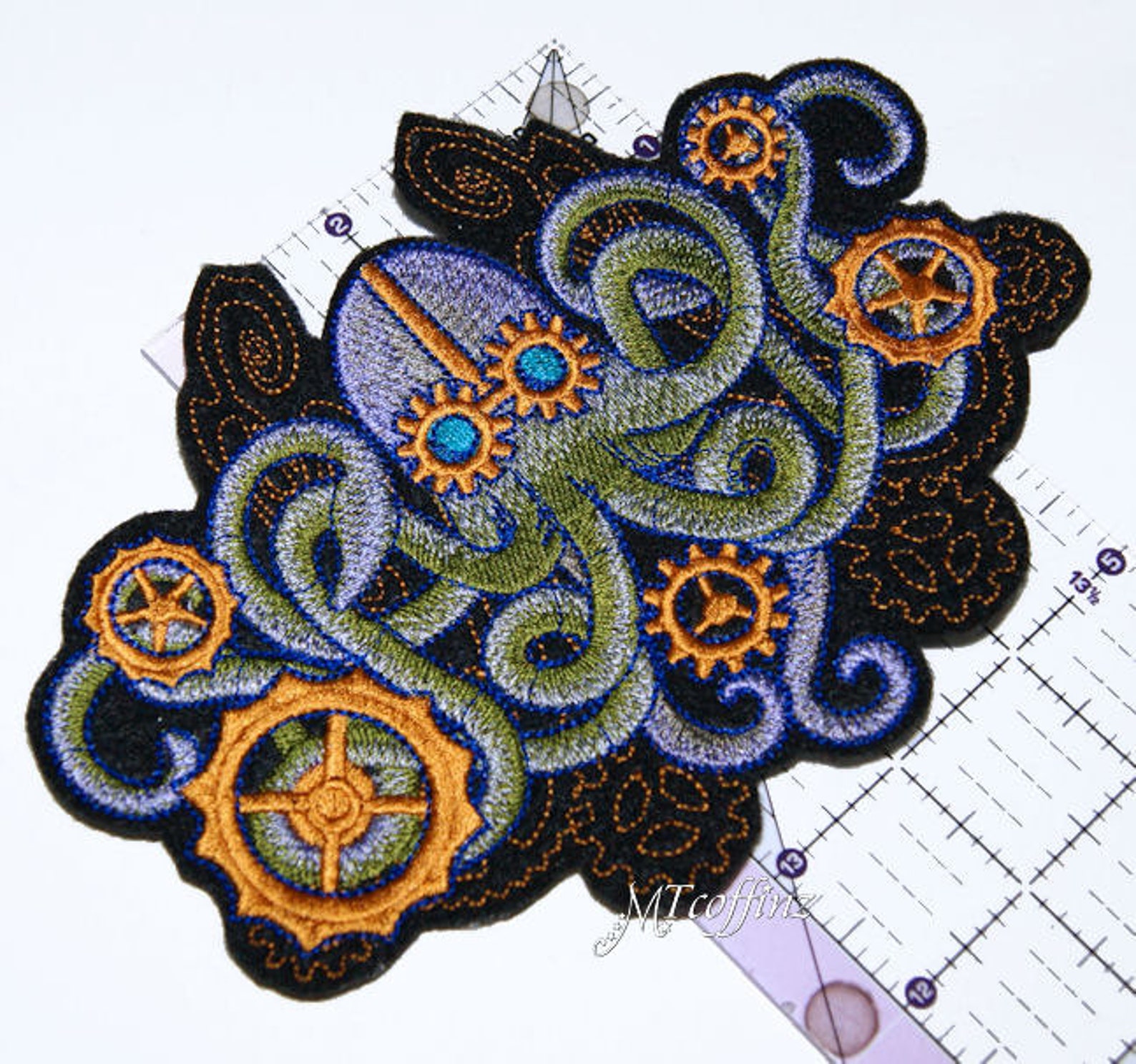 Steampunk Aquatic Mechanical Octopus Gears Iron on Embroidery - Etsy