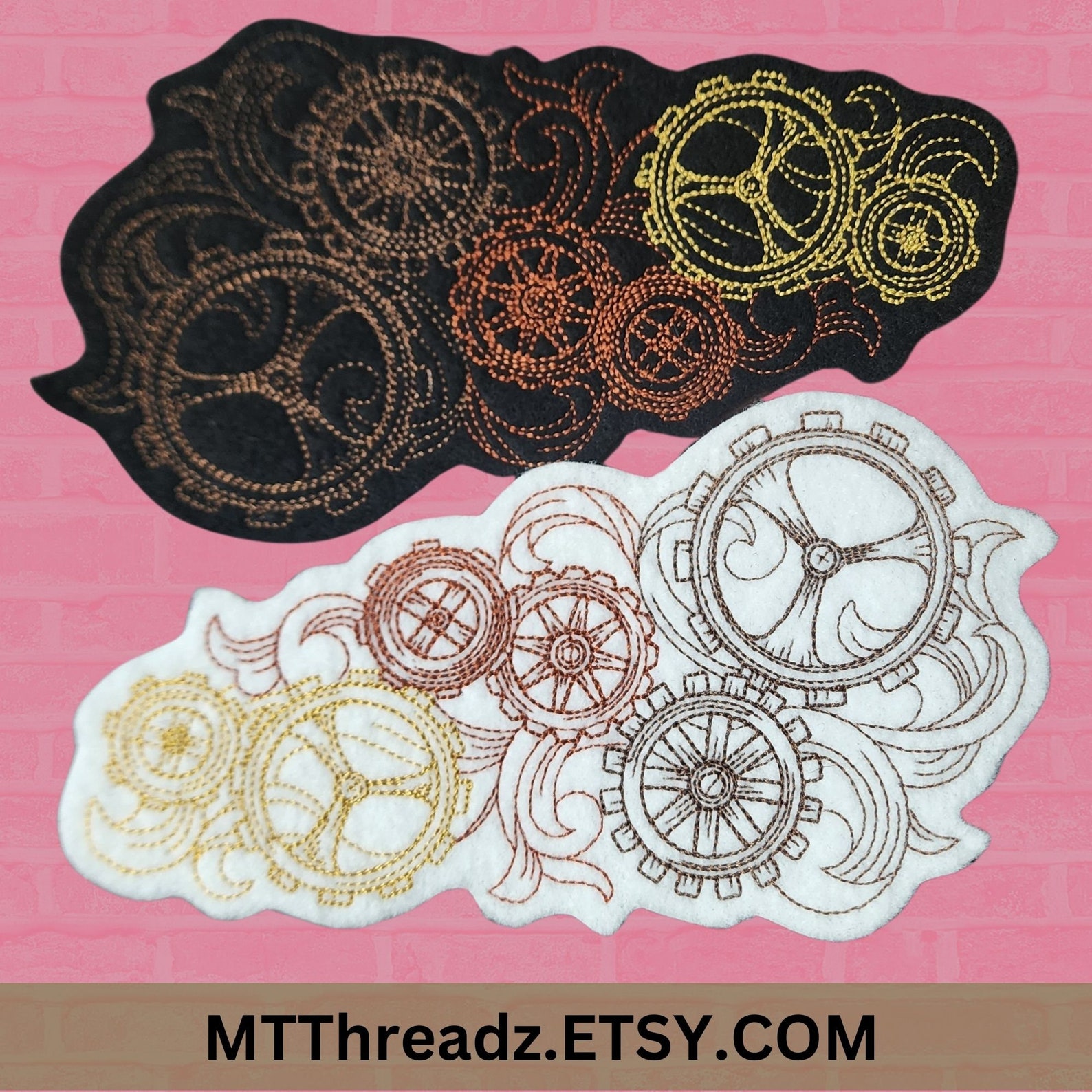 Steampunk Gears Patch Embroidered Copper Gears Iron on Patch Mirror ...