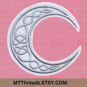Silver Crescent Moon Patch Celtic Knot Moon Iron on Embroidery Patch - Choose Size - Etsy