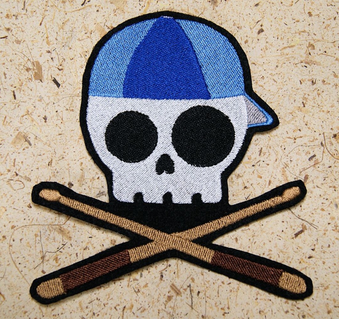 Drummer Skull Crossbones Iron on Embroidery Patch Mtcoffinz - Choose ...