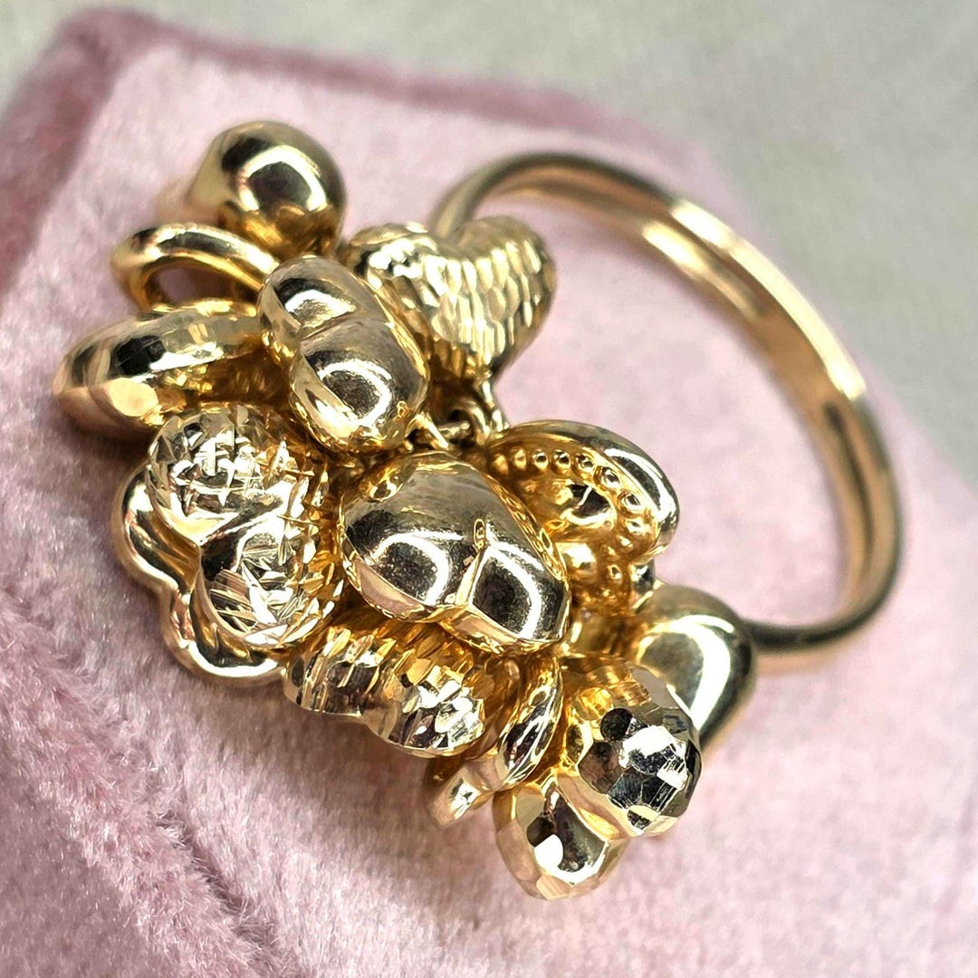 14KY Gold Puffed Floating Heart Ring (st - 4463) - Etsy