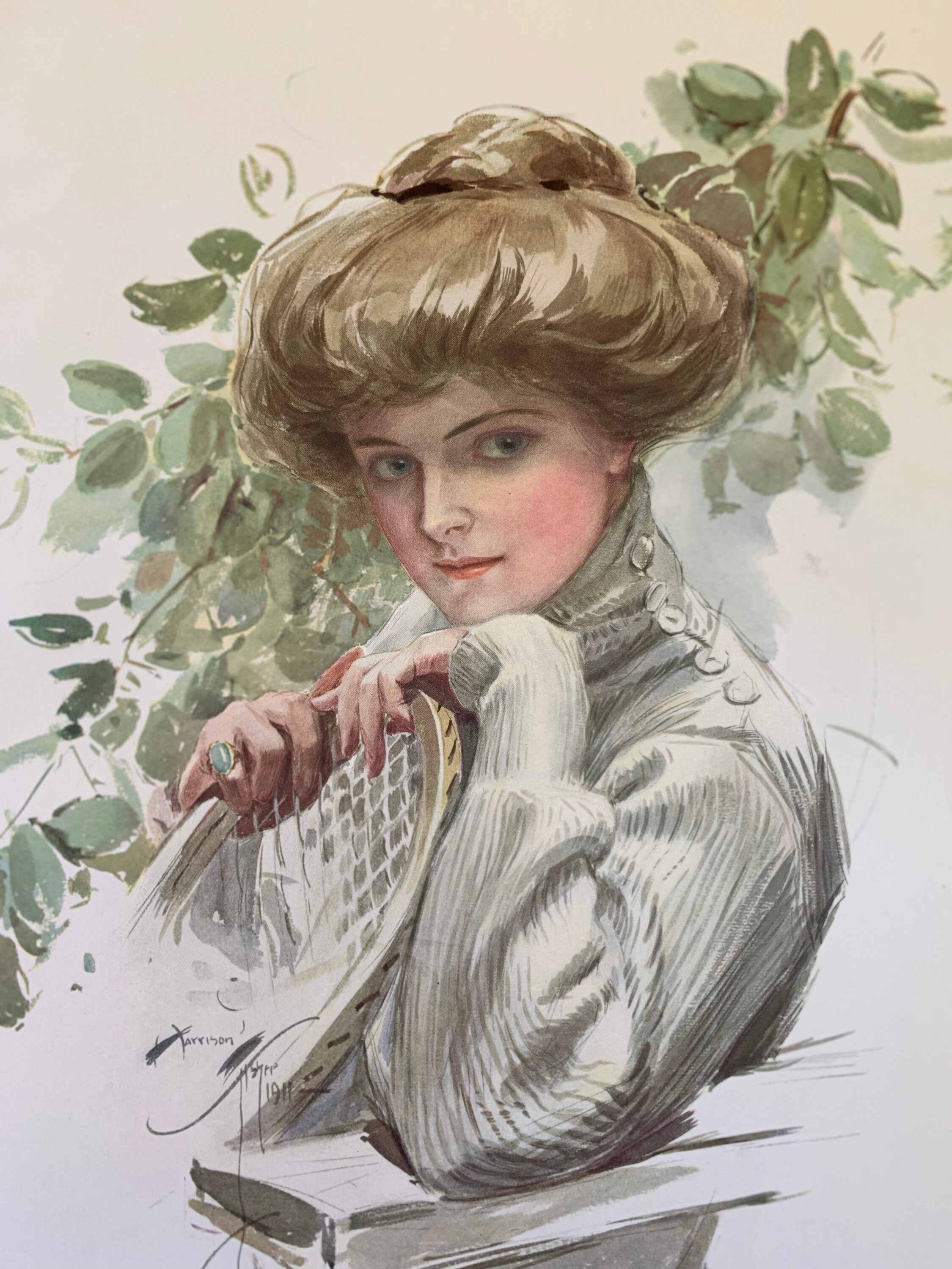 Vintage Lithograph Lady in Waiting Original 1913 - Etsy UK