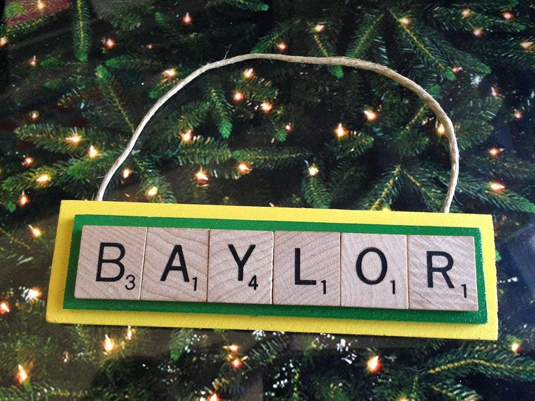 BAYLOR Christmas Ornament Letters Tiles Handcrafted Decoration Made in ...