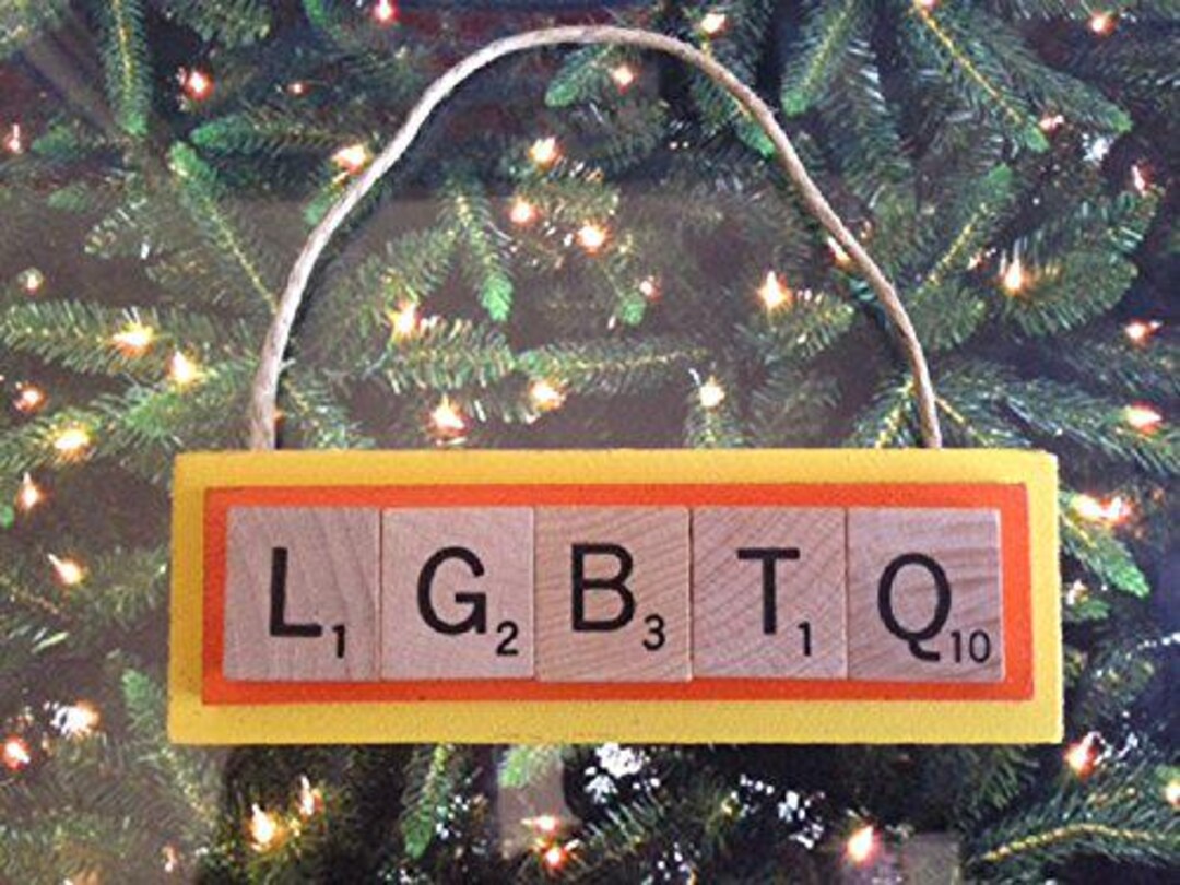 LGBTQ Christmas Ornament LGBTQ Gay Pride Letters Tiles Handcrafted ...