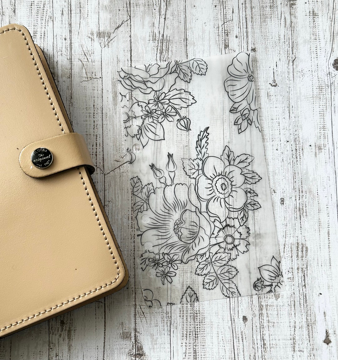 Black Line Floral Vellum Dashboard, Line Art Floral, Planner Insert ...