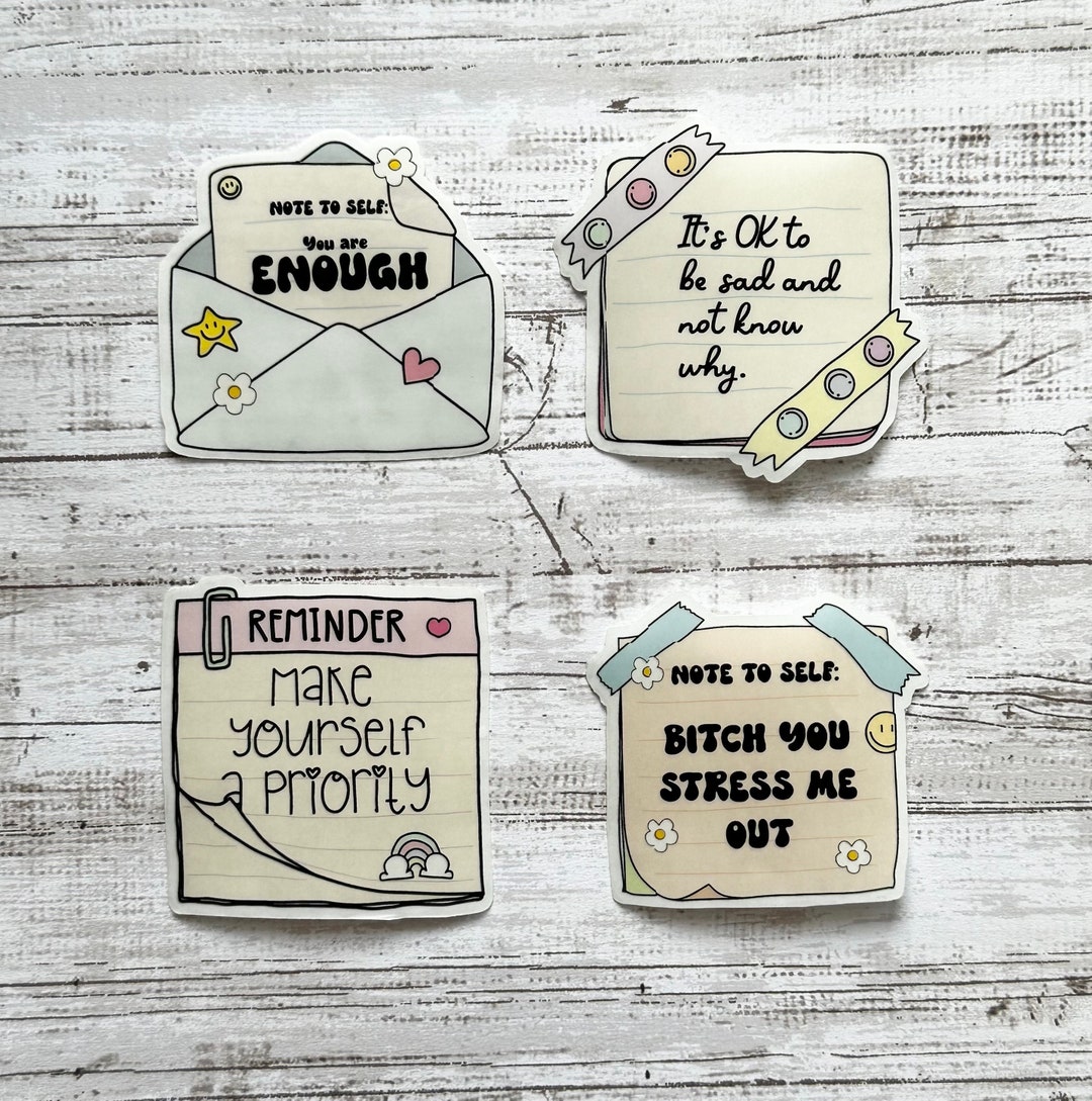 Affirmation Stickers Set of 4, Positivity Stickers, Sticky Notes Clear ...