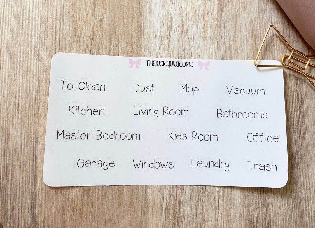 Cleaning Planner Stickers, Clear Divider Labels, Cleaning Planner Tab ...