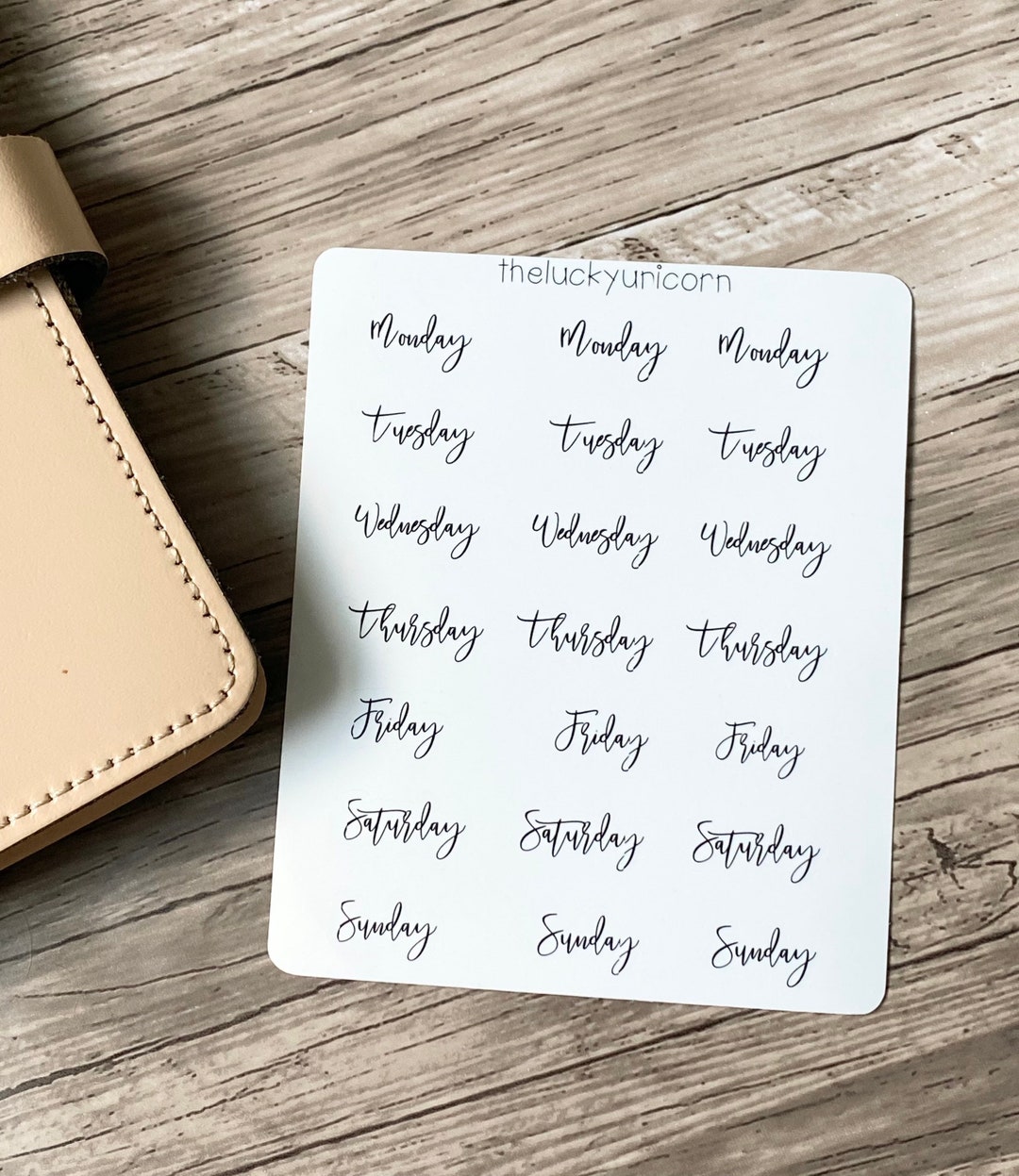 Clear Days of the Week Planner Stickers, Script Week Stickers, Foiled ...