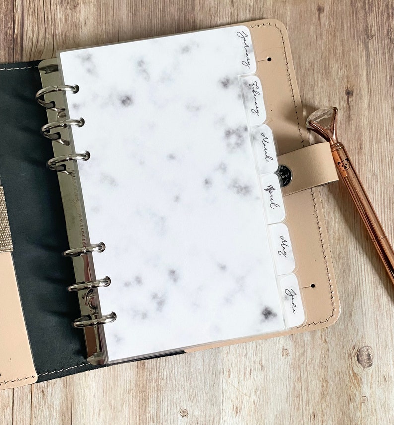 Marble Monthly Dividers Marble Tabbed Planner Dividers - Etsy