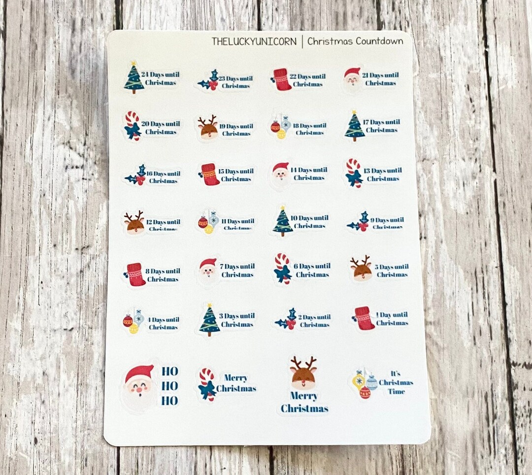 Christmas Countdown Planner Stickers, Clear Sticker Sheet, Bullet ...