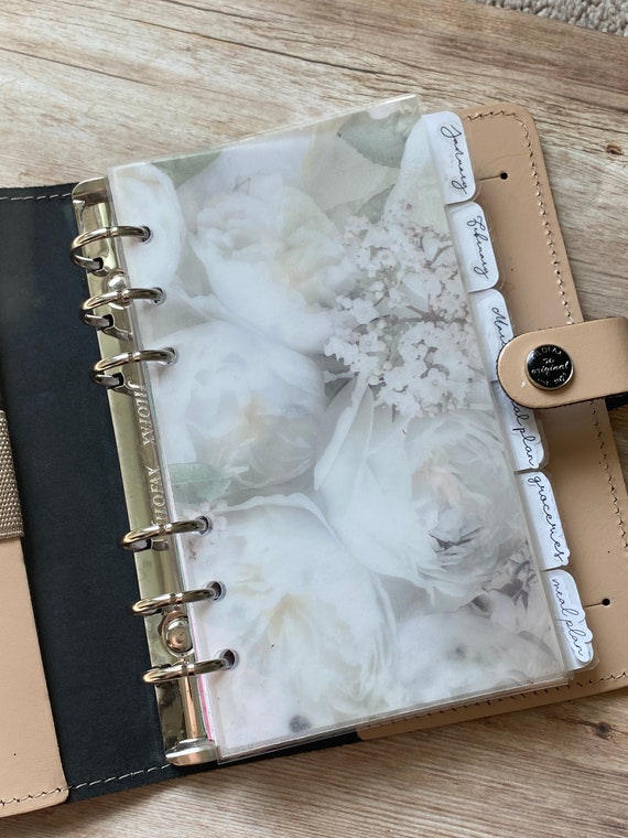 White Peonies Vellum Planner Dashboard Floral Vellum | Etsy