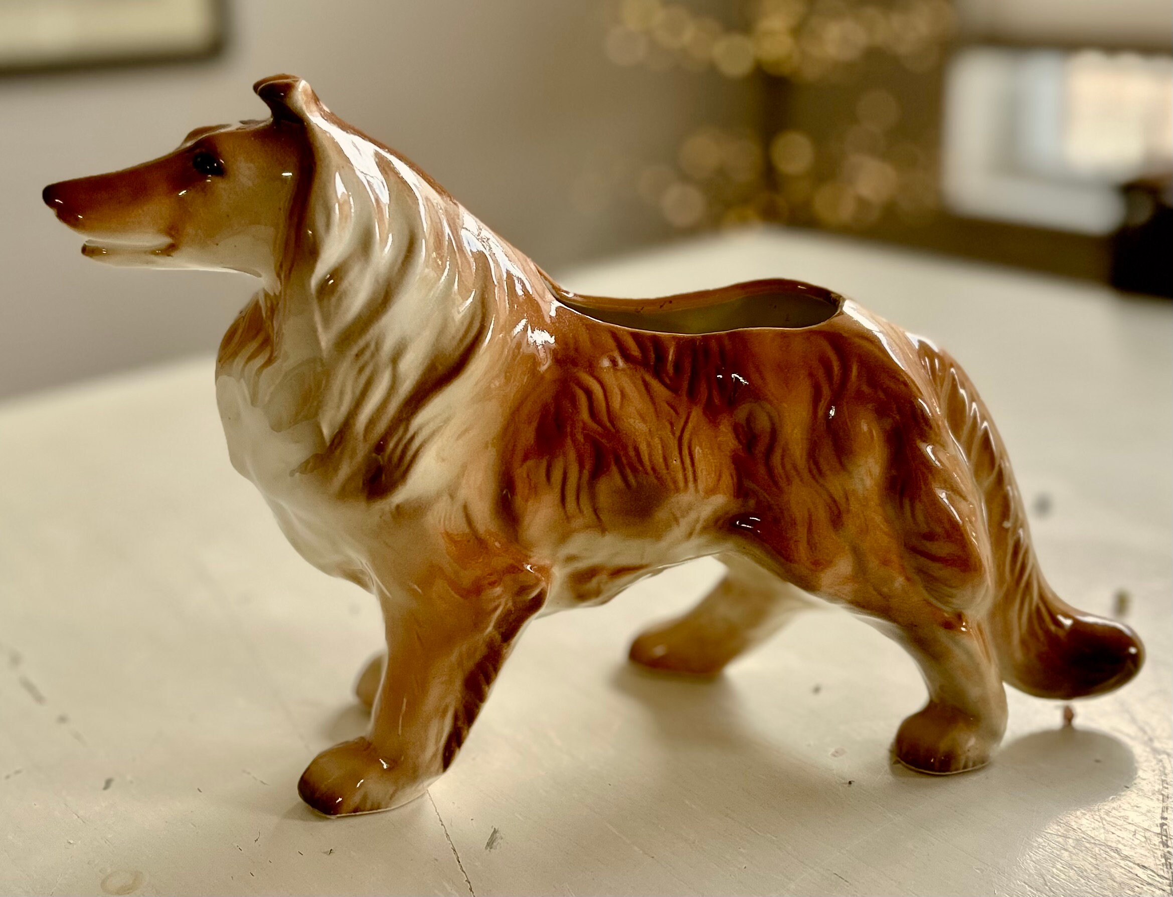 Vintage COLLIE DOG PLANTER / Mid Century Planter / Lassie Planter ...