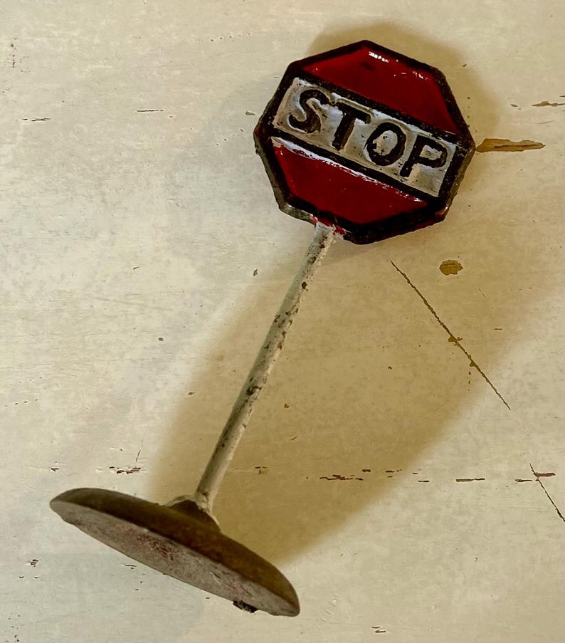 Rare Antique Cast Iron Toy Stop Sign: Chippy 1920s Arcade Style - Etsy