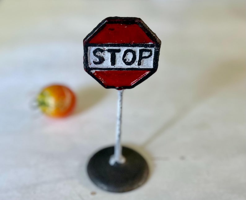 Rare Antique Cast Iron Toy Stop Sign: Chippy 1920s Arcade Style - Etsy