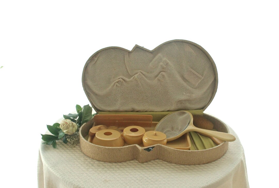 ANTIQUE VANITY SET / Antique French Ivory Vanity Set With Case / 1920s ...