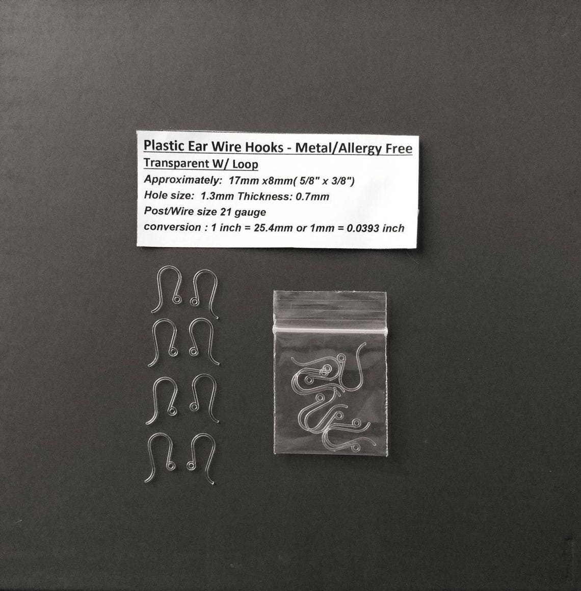 Larger 17mm Acrylic Plastic Ear Wire Hooks Metal Allergy - Etsy