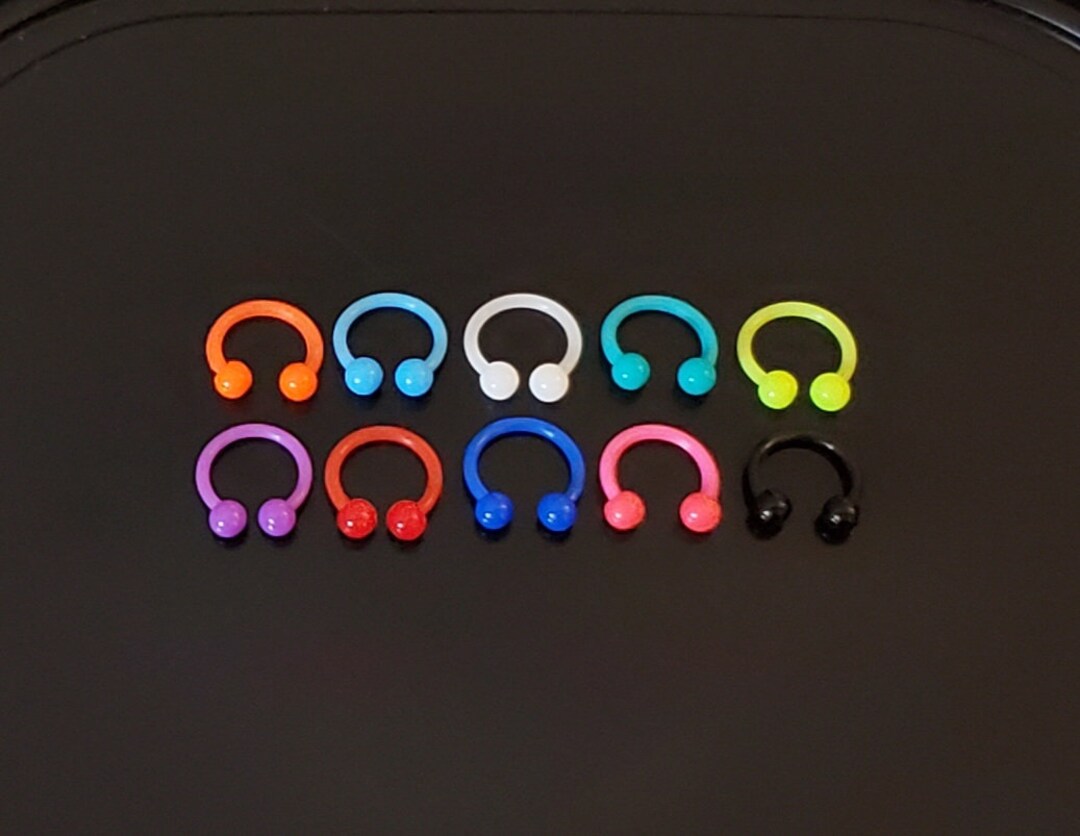 10 Piece Set - 16G Gauge - 8mm- Colorful Horseshoe Retainer Jewelry ...