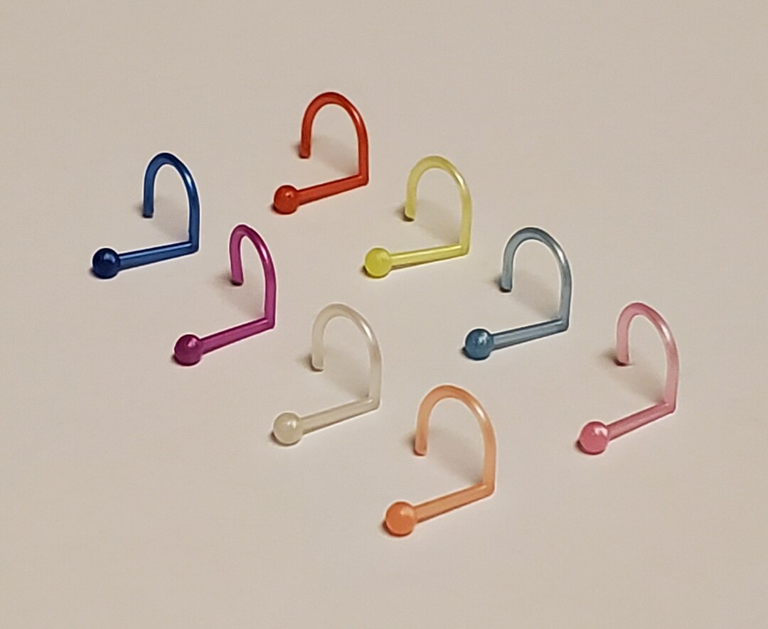 8 PIECE Set - 20G Gauge - COLORFUL - Screw Septum Nose Rings Stud ...
