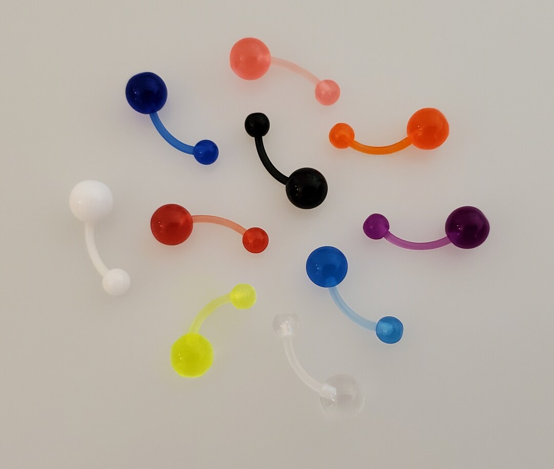 10 PC Set -14G Gauge -10mm Long- Acrylic - Colorful, Semi-translucent ...