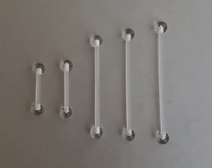 Invisible Clear Plastic Tongue Piercing Barbell. Transparent in Colour ...