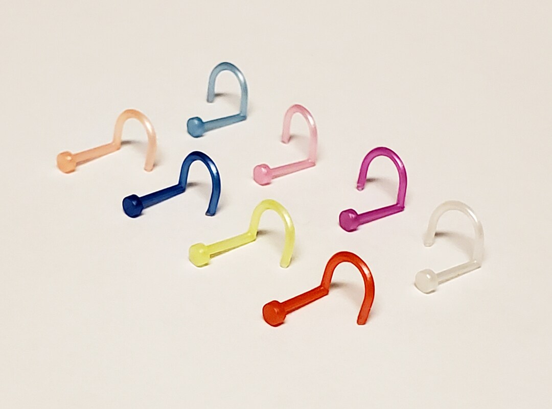 8 PIECE Set - 18G Gauge - COLORFUL - Screw Septum Nose Rings Stud ...