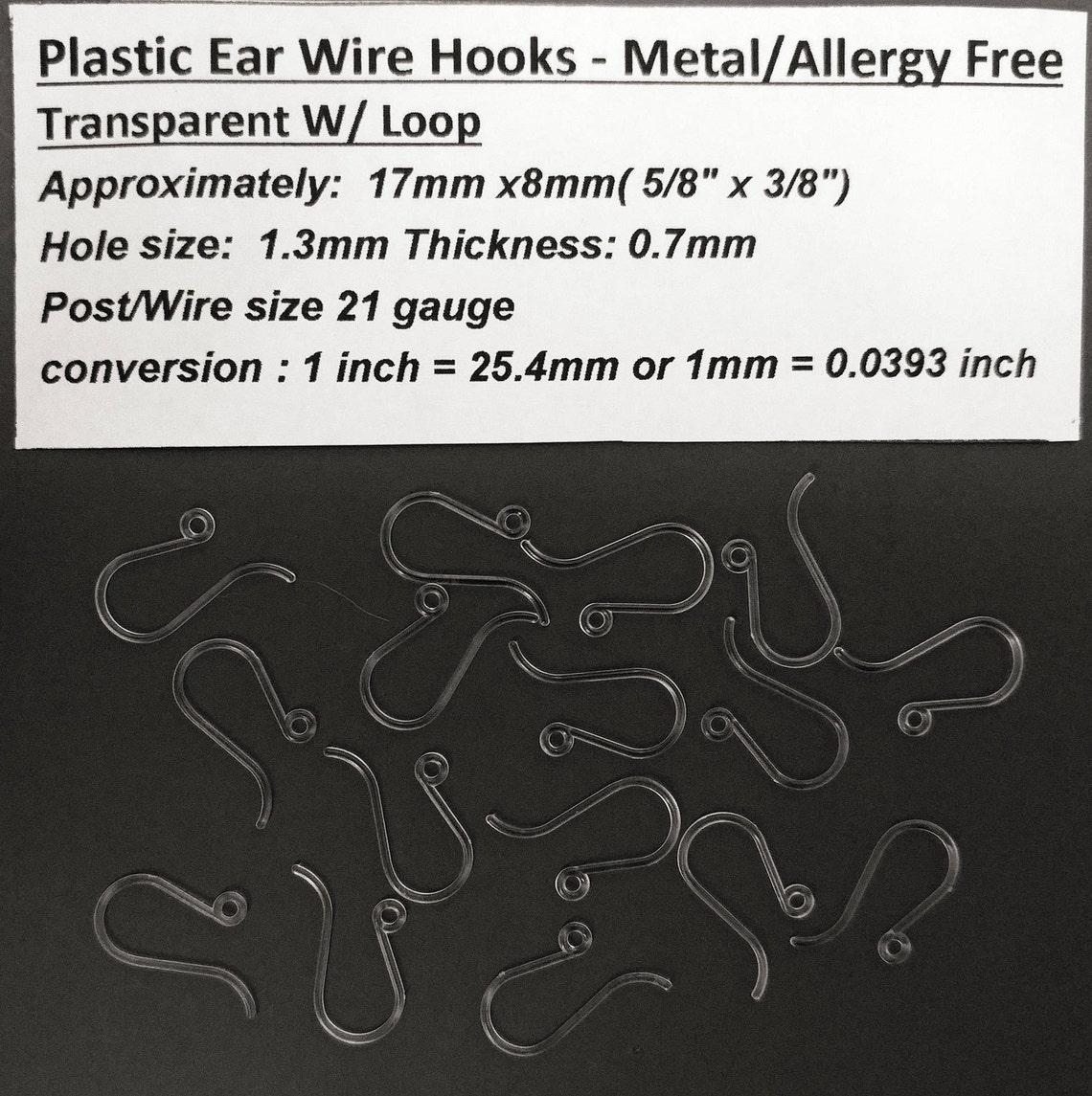 Larger 17mm Acrylic Plastic Ear Wire Hooks Metal Allergy - Etsy