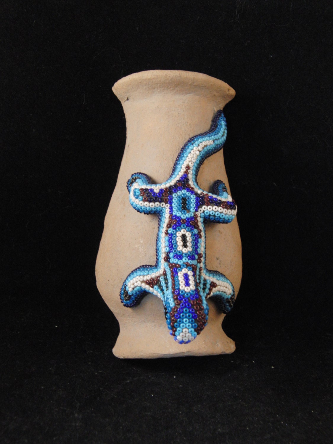 Handcrafted clay pot with lizard. | Etsy