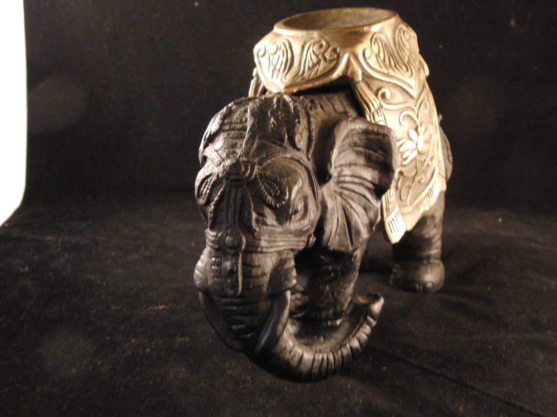 Vintage Metal Elephant Figurine - Etsy