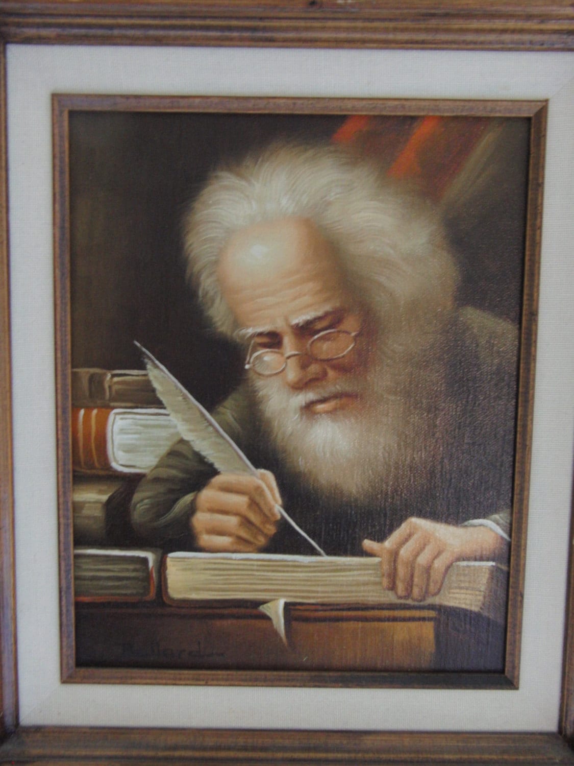 Vintage Painting of Man Writing Signed by the Artist Ballard | Etsy