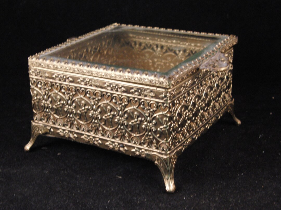 Vintage Small Metal Jewelry Box - Etsy
