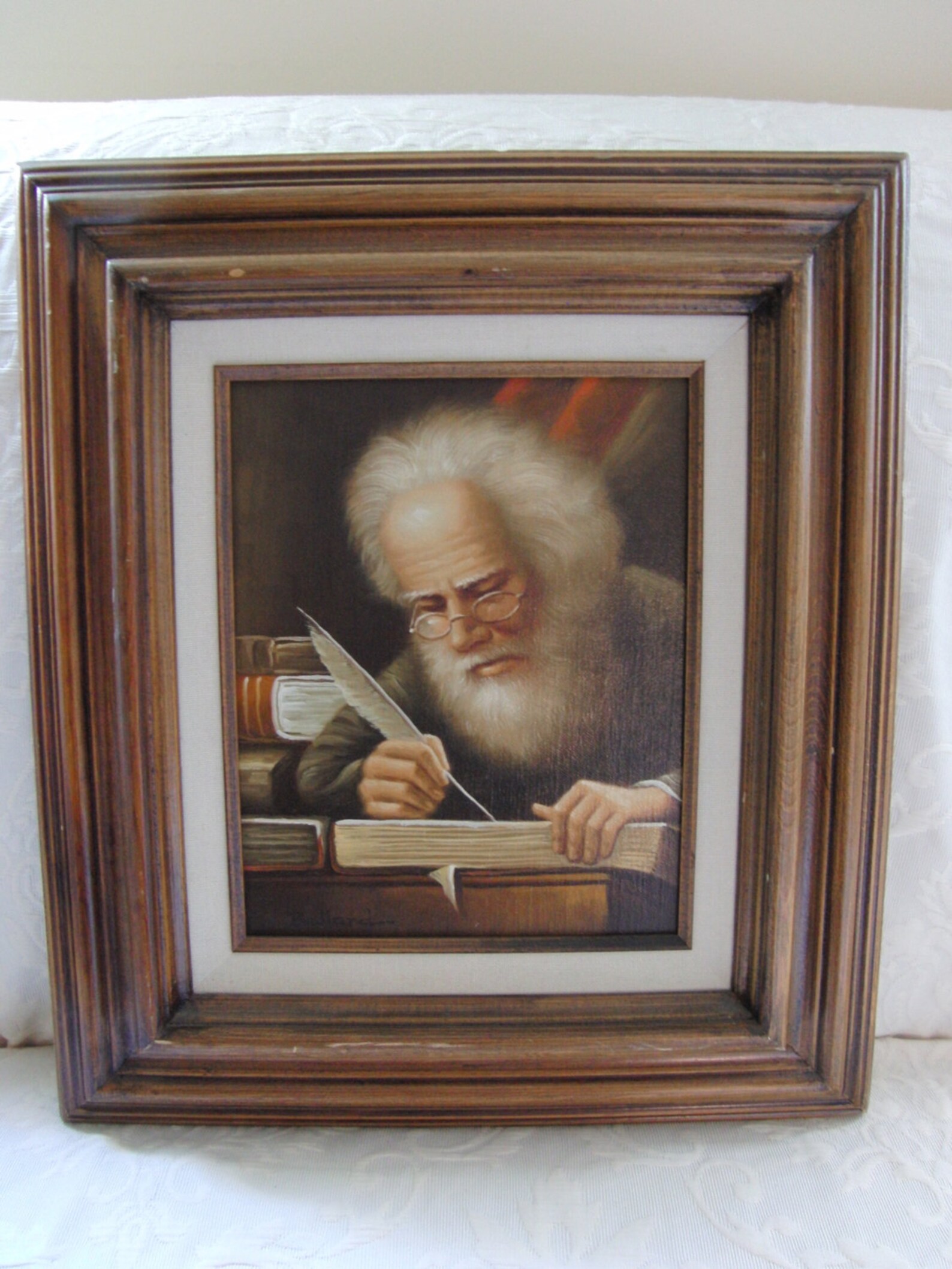 Vintage Painting of Man Writing Signed by the Artist Ballard | Etsy