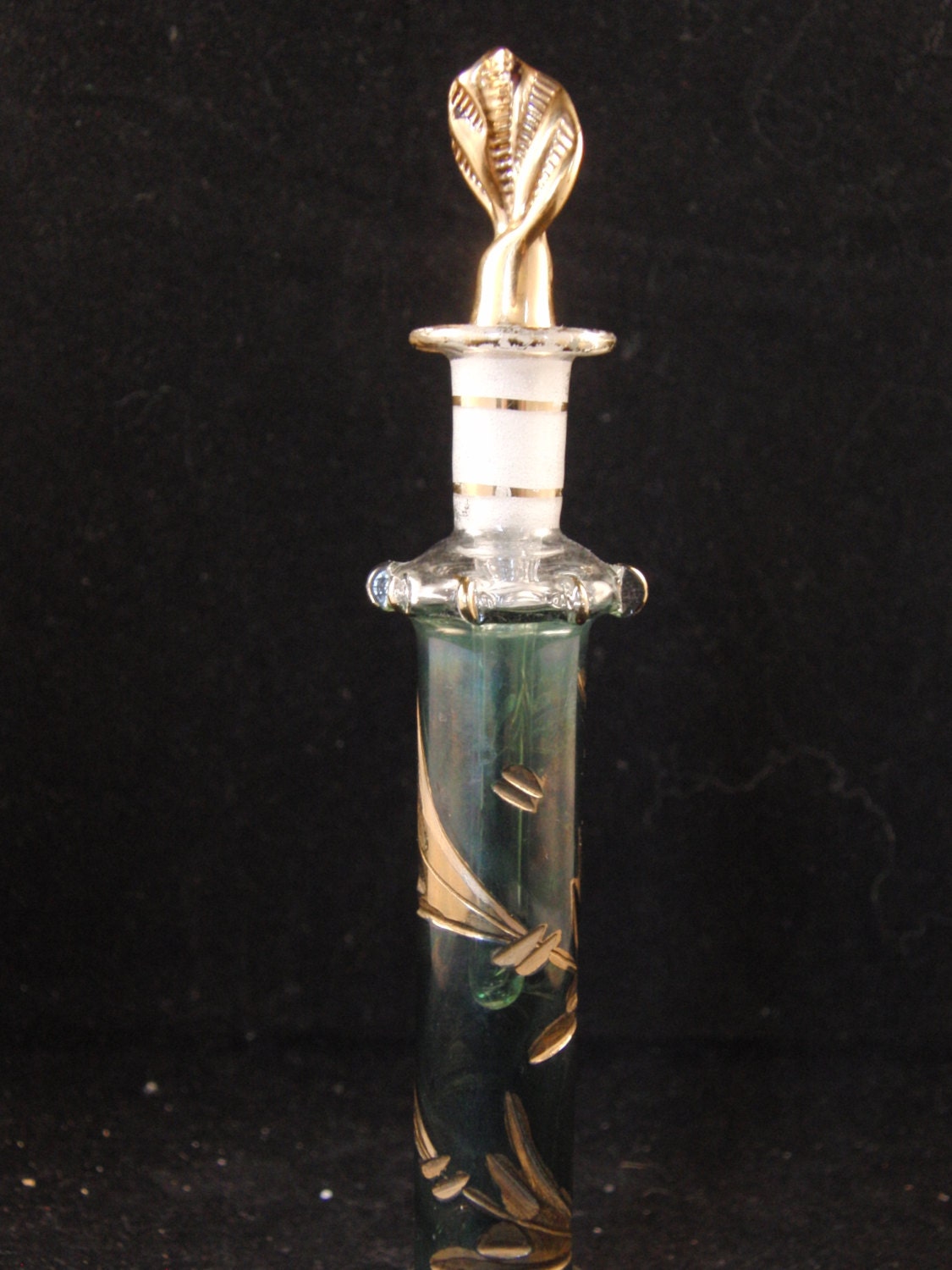 Vintage Green Glass Perfume Bottle | Etsy