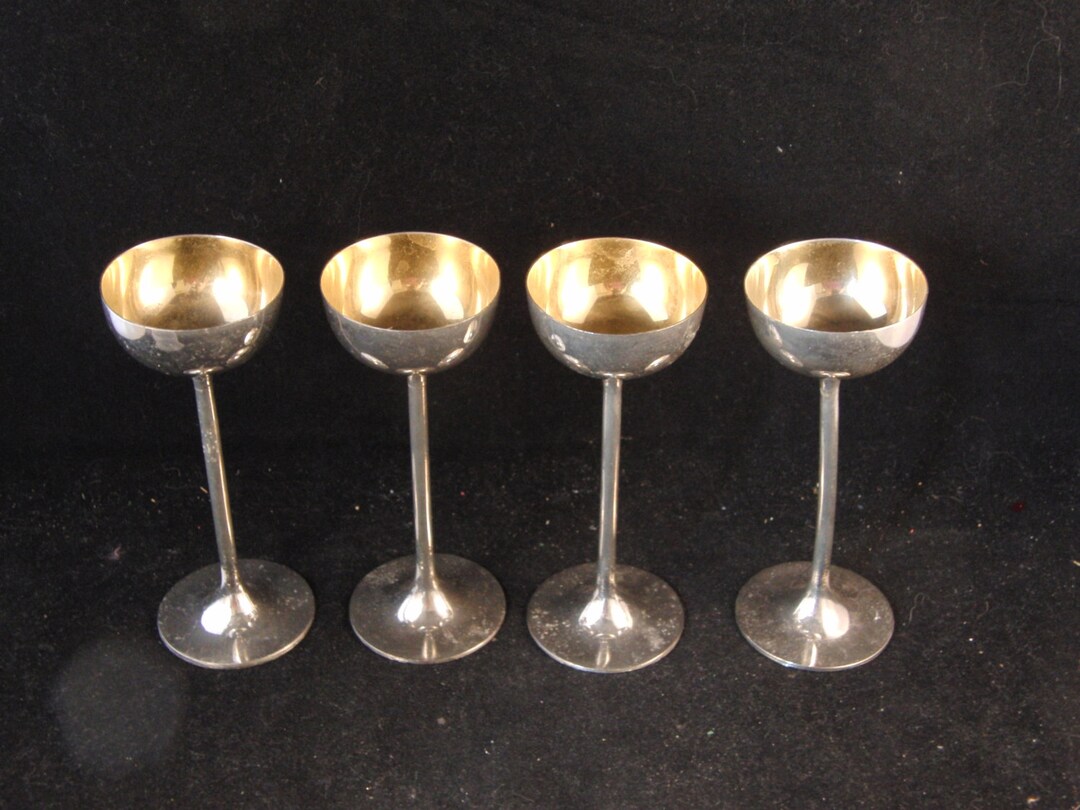 Vintage Metal Shot Glasses 4 Glasses Etsy