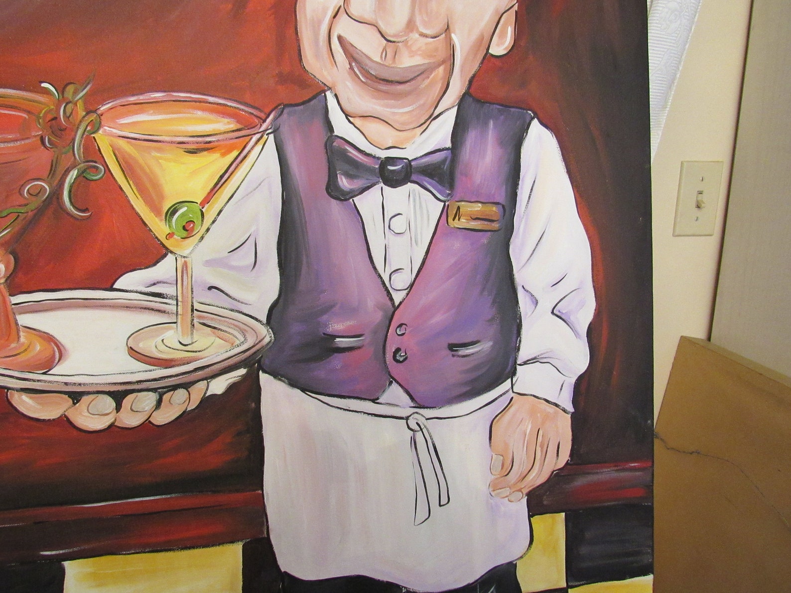 Acrylic Painting of the Waiter and the Glasses - Etsy