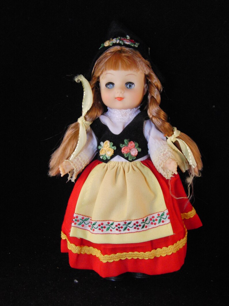 Vintage Doll in Red Dress - Etsy