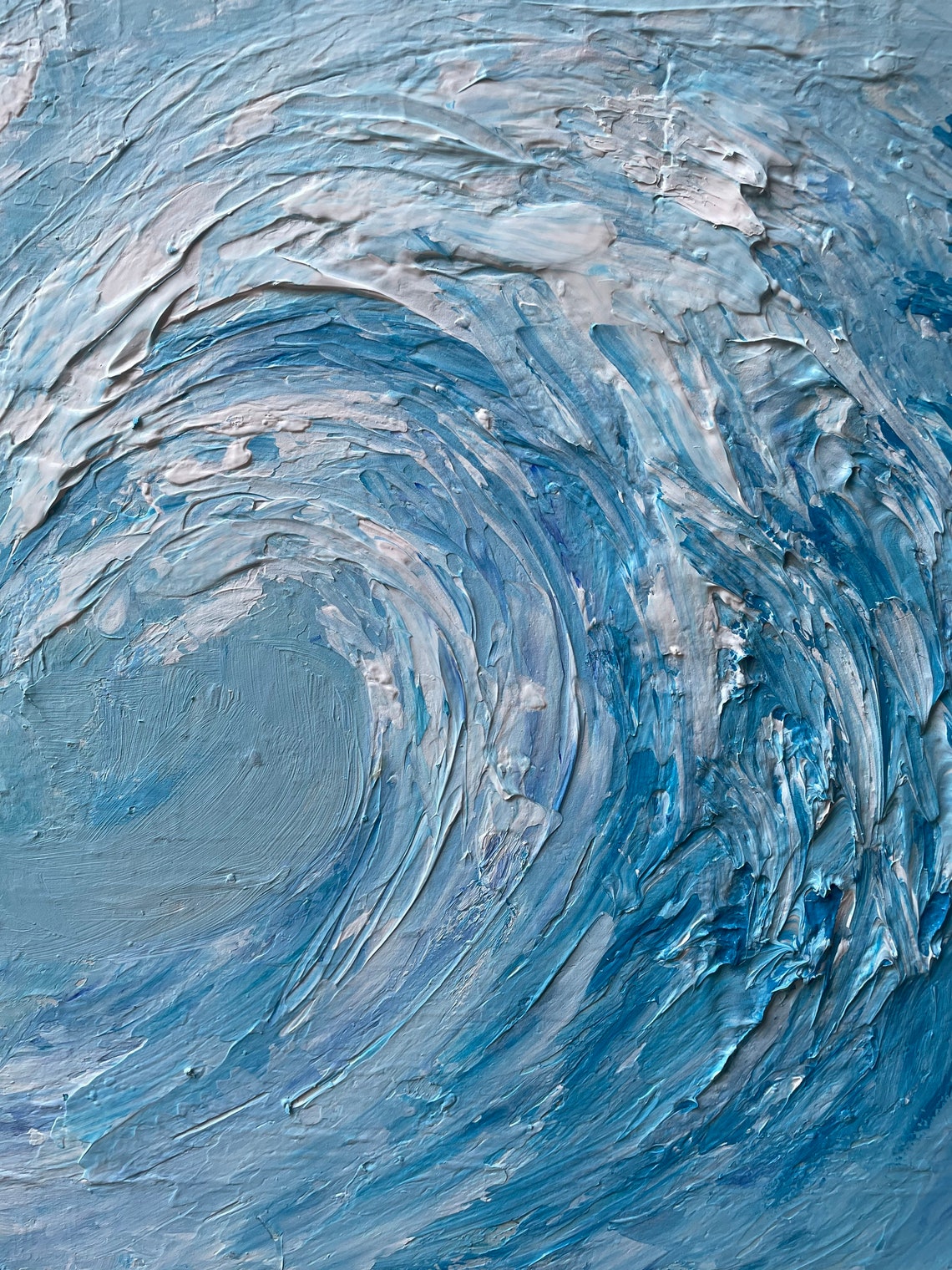 Ocean Wave Painting, Blue Abstract on Canvas, Original Wall Art ...
