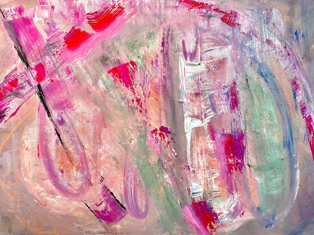 Breast Cancer Abstract Painting on Canvas, Wall Art Decor, Hope for ...