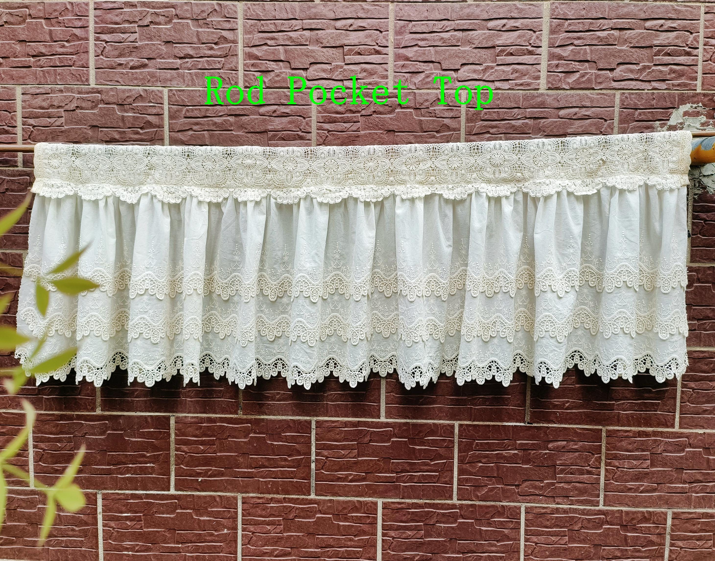 Victorian Cottage Core Ruffled Lace Valance, Shabby Chic French Country ...