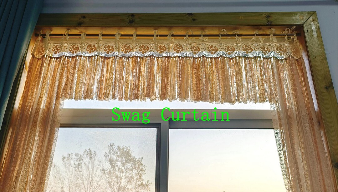 Cottage Rose Shabby Chic Bohemian RUSTIC Cottage Farmhouse Swag Curtain ...