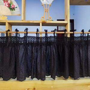 Black Cotton Curtain Valance~ Shabby Chic French Country Style Ruffled ...
