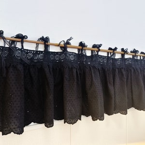 Black Cotton Curtain Valance~ Shabby Chic French Country Style Ruffled ...