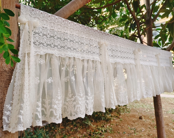 Victorian Elegance~ French Country Style Ruffled Lace Window Curtain ...