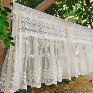 Victorian Elegance~ French Country Style Ruffled Lace Window Curtain ...